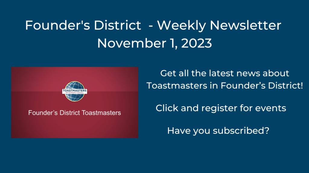 Newsletter – Founder's District Toastmasters