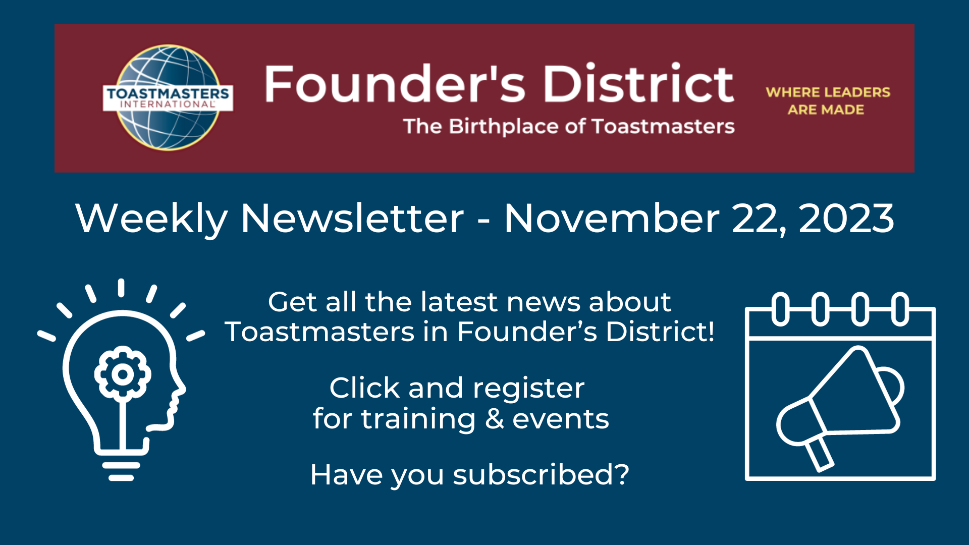Newsletter – Founder's District Toastmasters