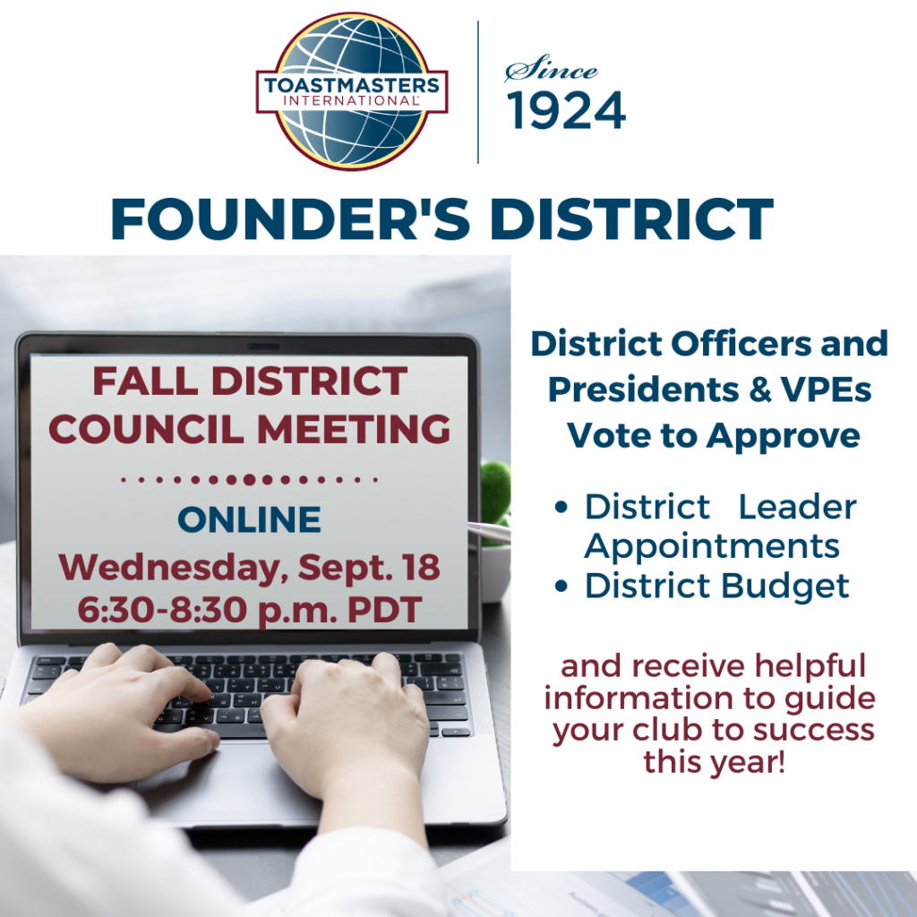 Founder's District Toastmasters – The Birthplace of Toastmasters